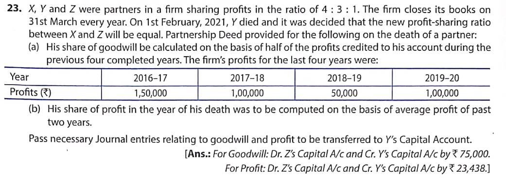 Solution of Q 23 Death of a Partner TS Grewal 2022-23 [CBSE] - CBSE ...