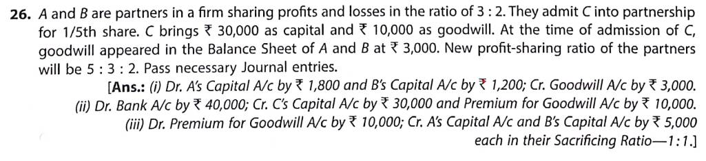 Solution of Q 26 Admission of Partner TS Grewal 2022-23 [CBSE] - CBSE ...