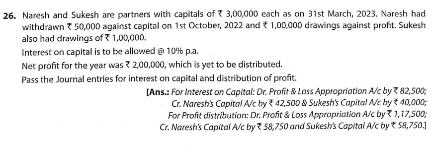 Solution of Q 26 Fundamentals of Partnership Firm TS Grewal 2023-24 ...
