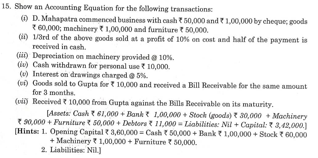 Solution of Q 15 Accounting Equation TS Grewal Class 11 (2022-23) CBSE - CBSE Commerce