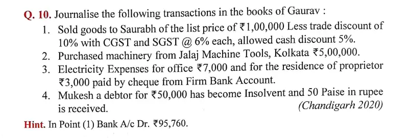 DK Goel Solutions Q 10 Chapter 10 Goods and Service Tax-GST Class 11 ...