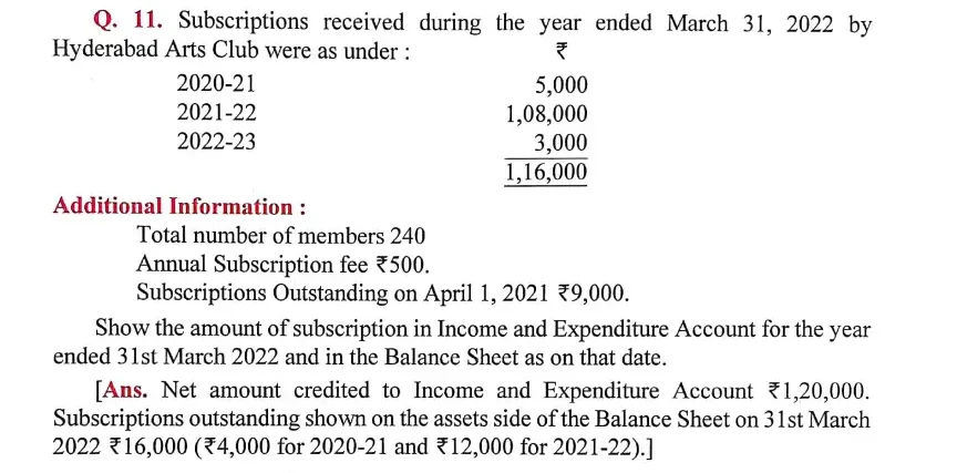 DK Goel Solutions ISC Q 11 Chapter 23 Accounts of Not-for-Profit Organisations NPO Class 11 ISC ...